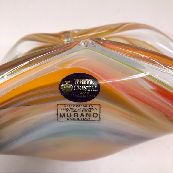 Murano | Accents | Murano Glass Handmade Folded Bowl Orange Amber Green ...